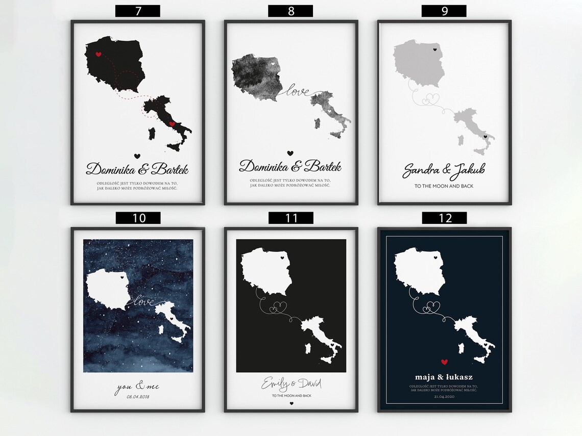 Personalised Map Poster, Love Map, Two Countries Map, Customisable Map ...