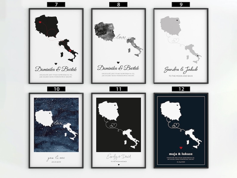Personalised Map Poster, Love Map, Two Countries Map, Customisable Map ...