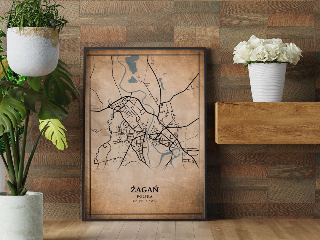 Zagan, Poland Vintage Style Map Poster - Etsy