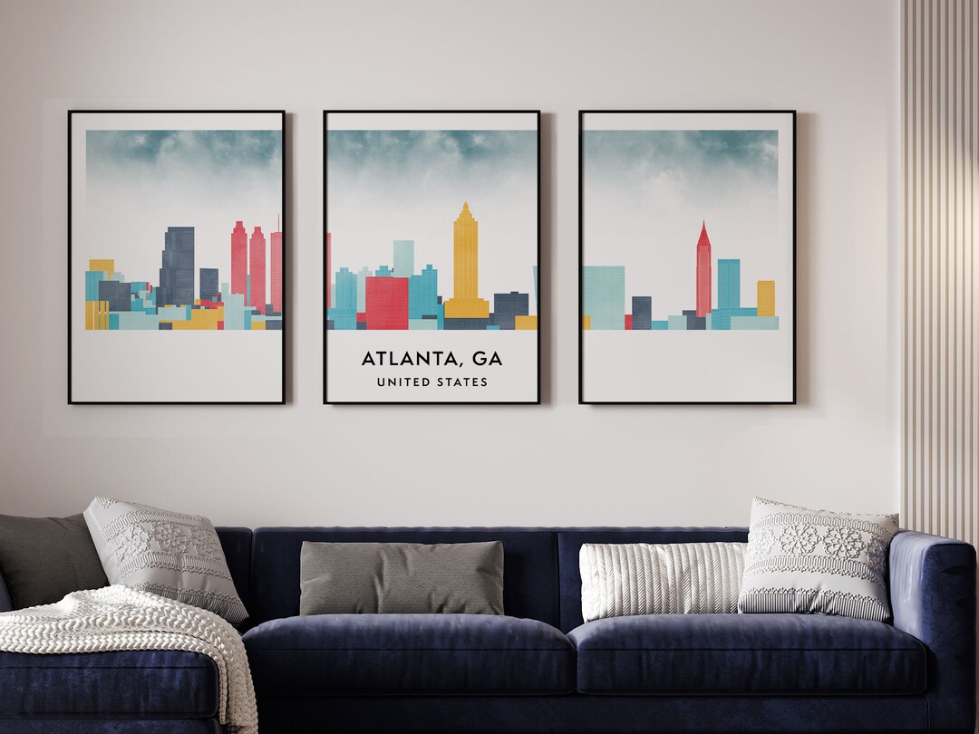 Atlanta, GA Triptych, Atlanta, GA Skyline, Atlanta, GA Posters ...