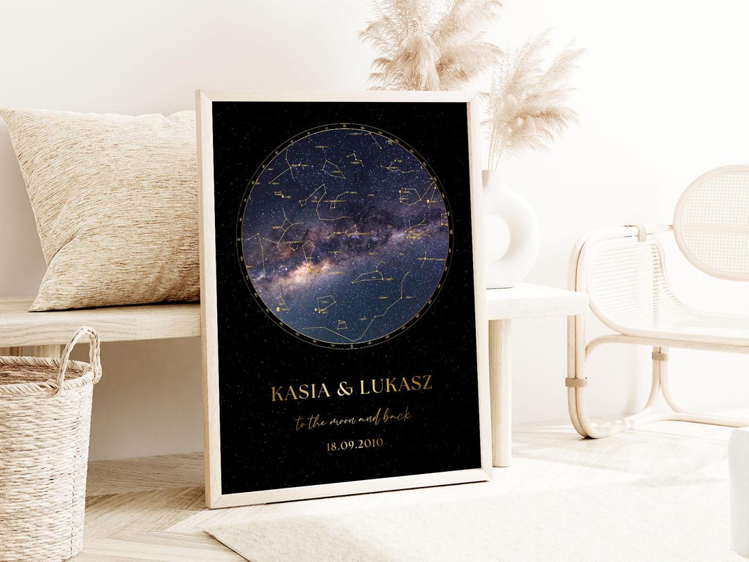 Custom Star Map, Constellation Map, Night Sky Map, Any Time ...