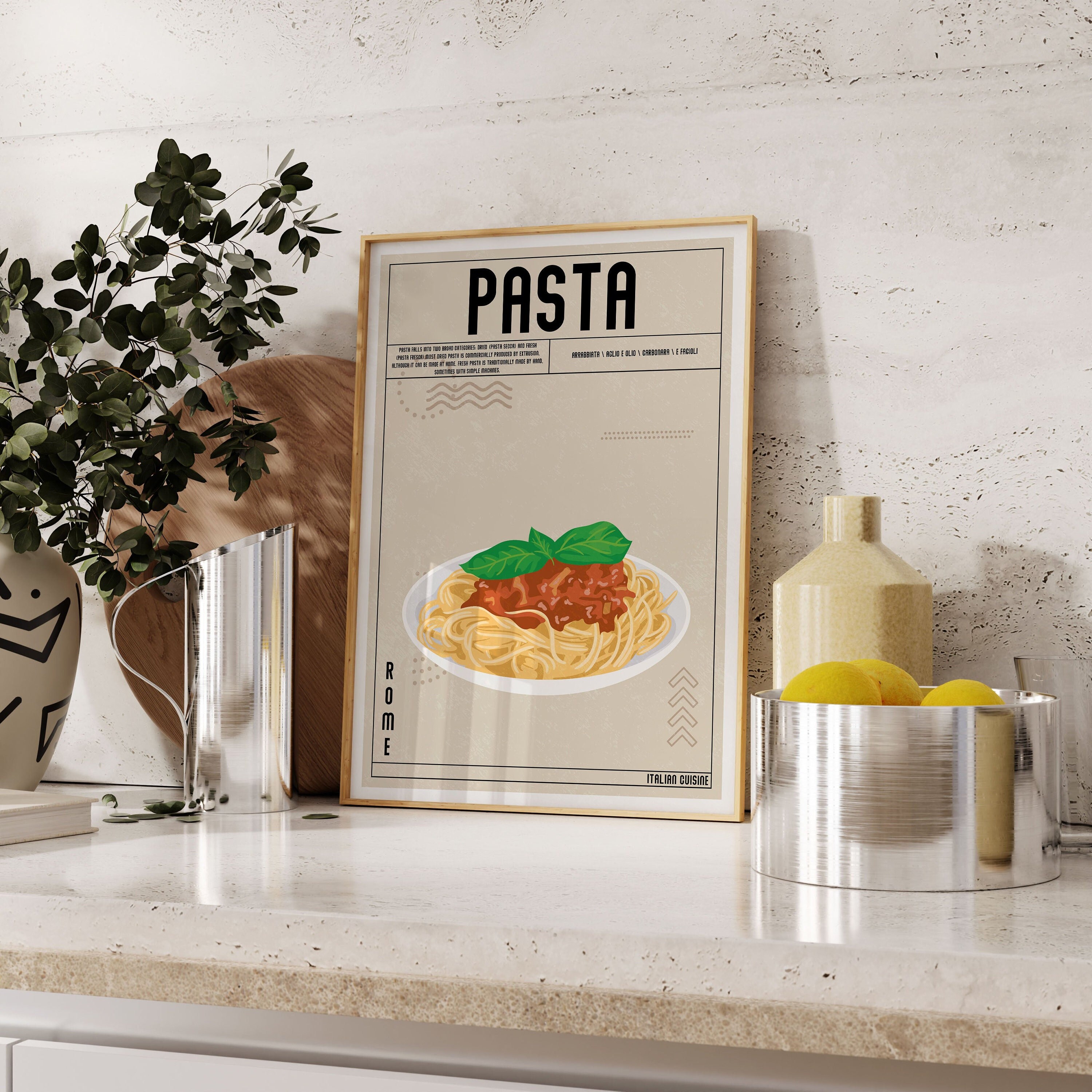Pasta Poster World Cuisine Poster Collection Kitchen Poster Restaurant ...