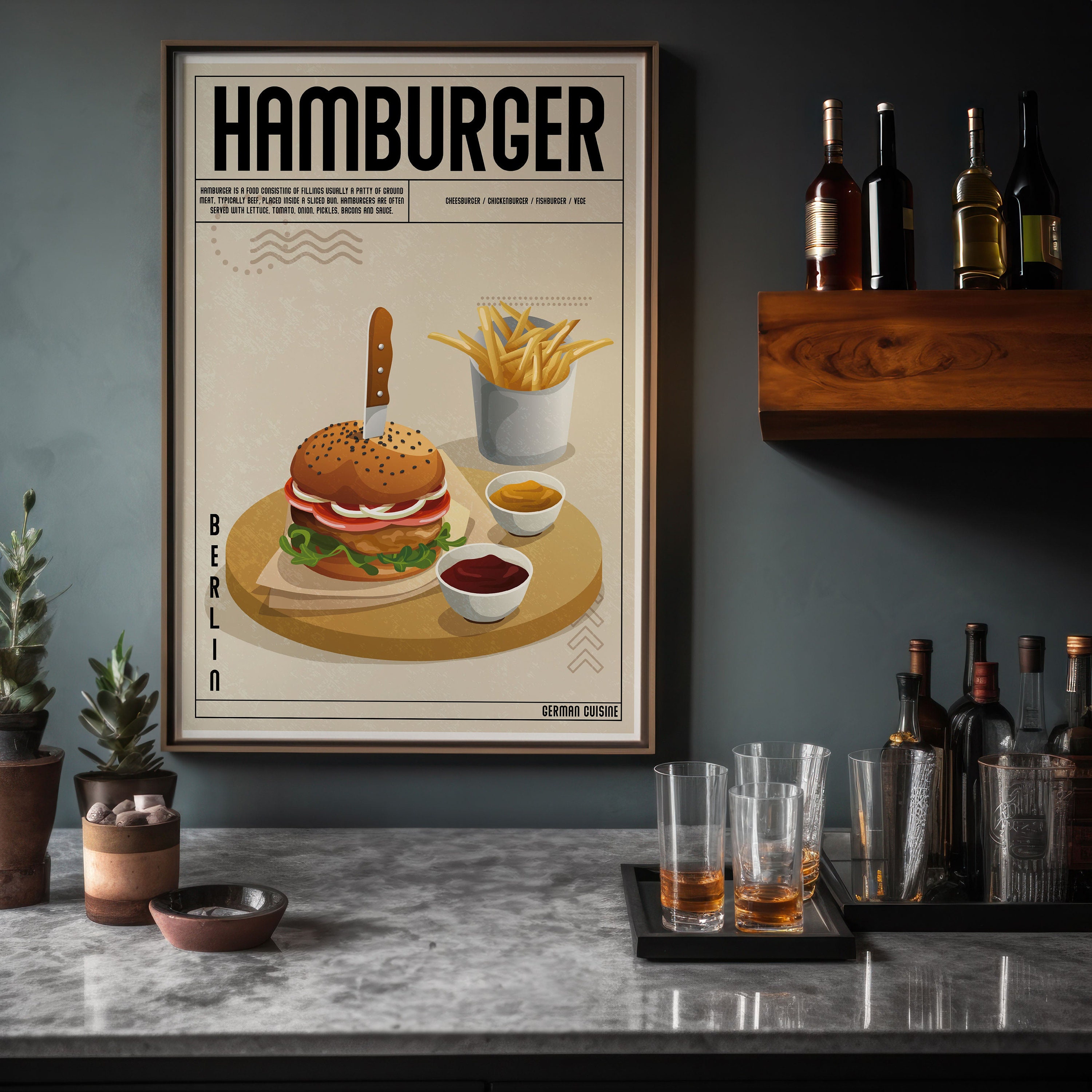 Hamburger Poster World Cuisine Poster Collection Kitchen Poster ...