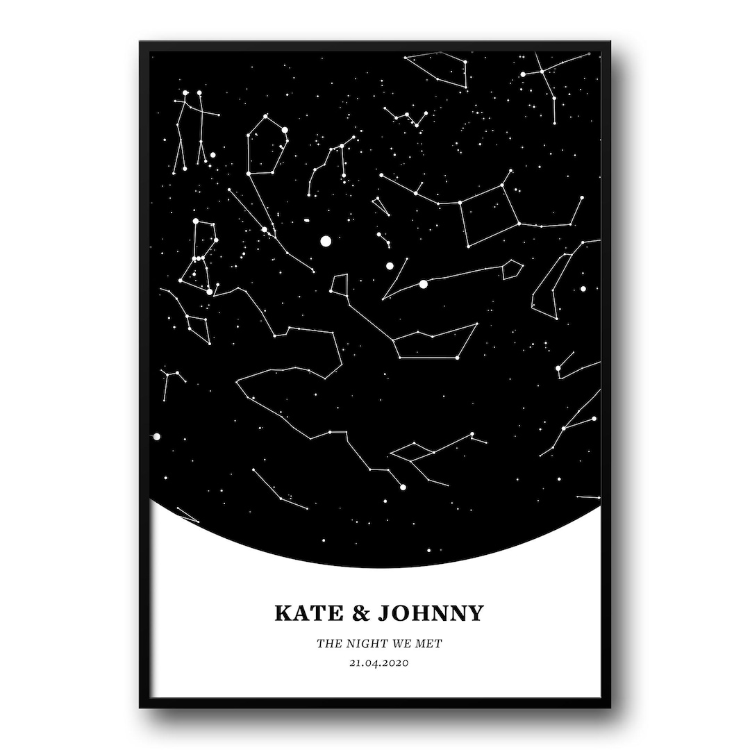 Custom Star Map, Constellation Map, Night Sky Map, Any Time ...