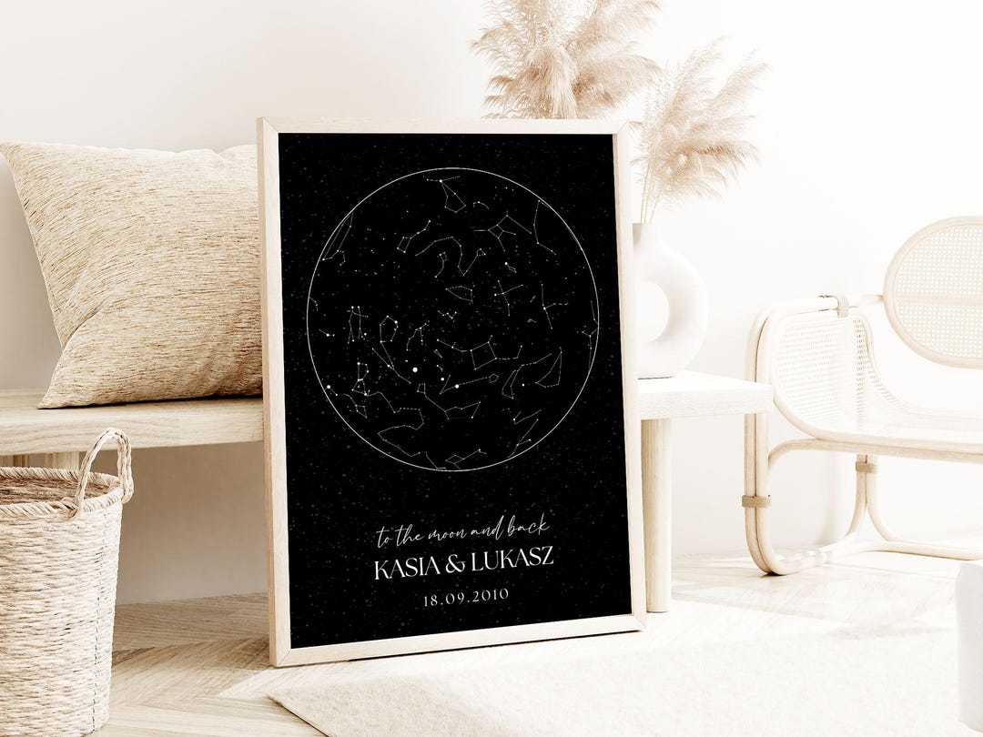 Custom Star Map, Constellation Map, Night Sky Map, Any Time ...