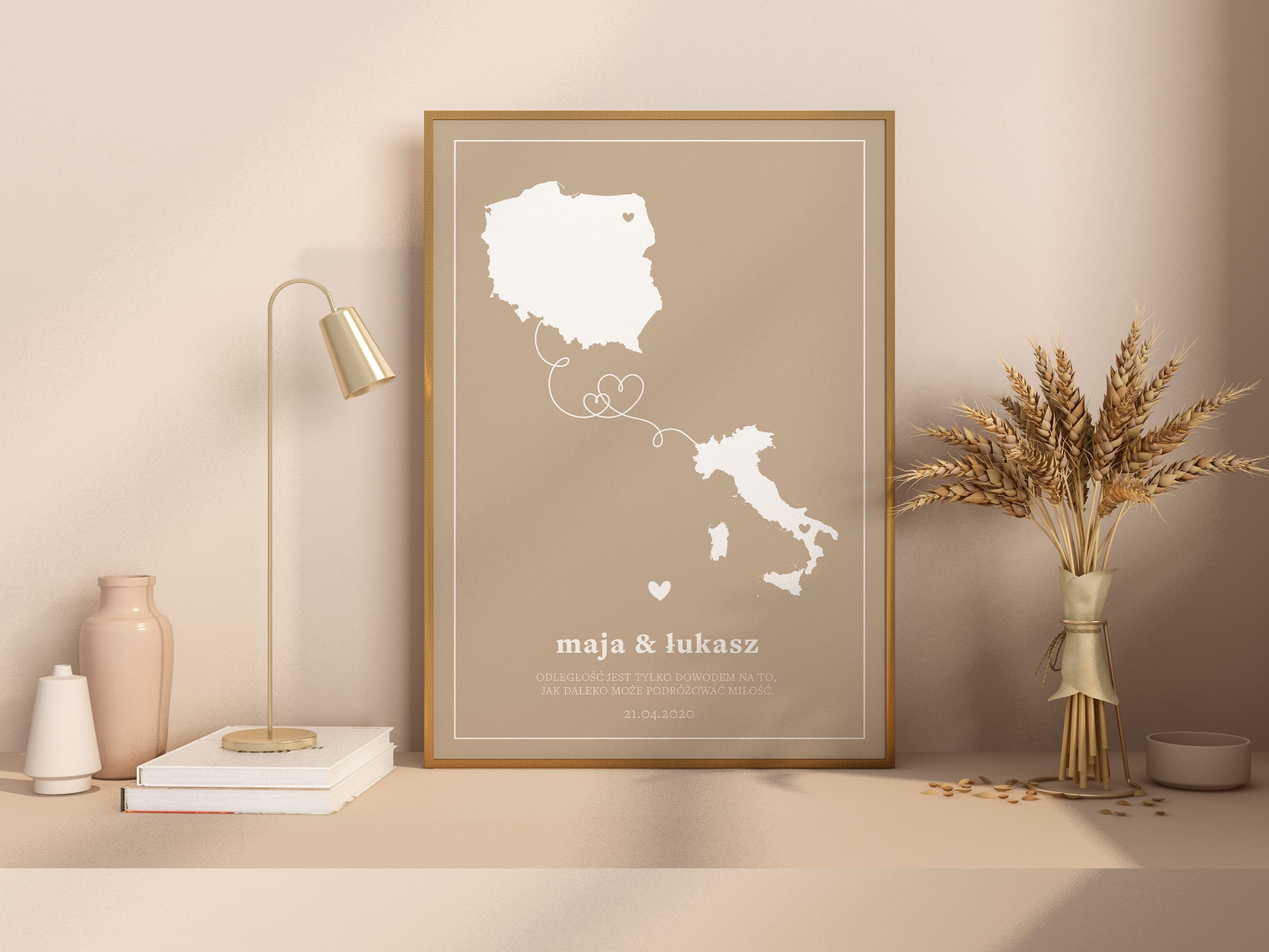 Personalised Map Poster, Love Map, Two Countries Map, Customisable Map ...