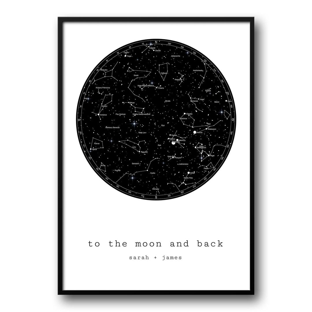 Custom Star Map, Constellation Map, Night Sky Map, Any Time ...