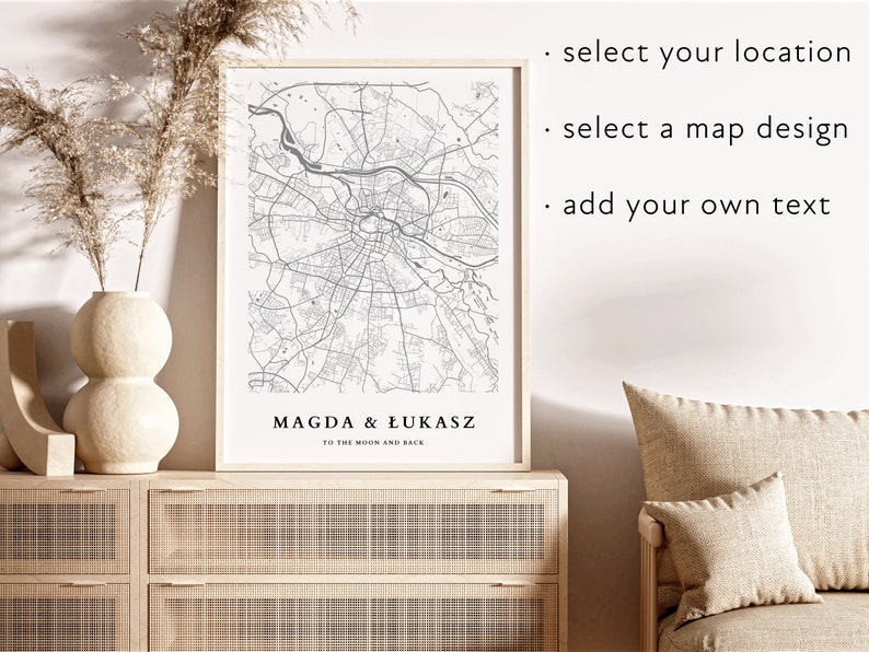 Custom Map Poster Print, Personalized City Street Map With Coordinates ...