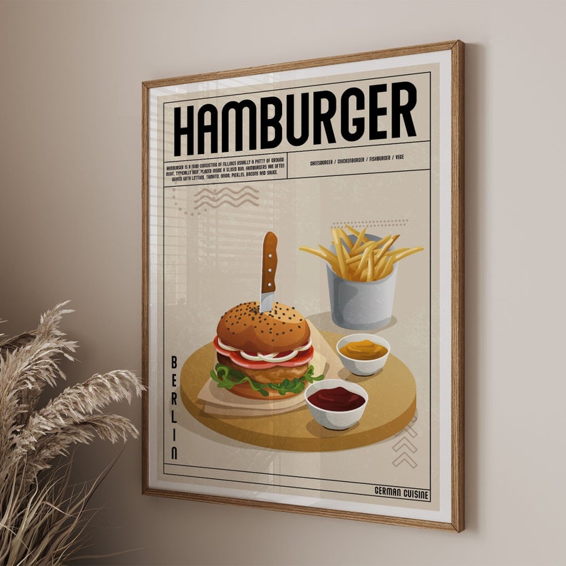 Hamburger Poster World Cuisine Poster Collection Kitchen Poster ...