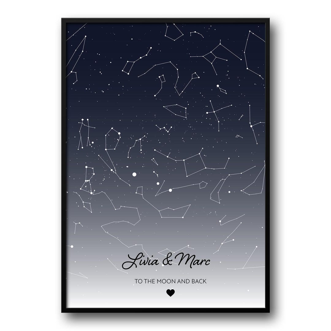 Custom Star Map, Constellation Map, Night Sky Map, Any Time ...