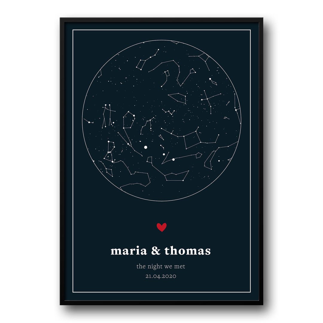 Custom Star Map, Constellation Map, Night Sky Map, Any Time ...