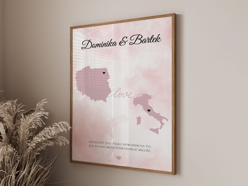 Personalised Map Poster, Love Map, Two Countries Map, Customisable Map ...