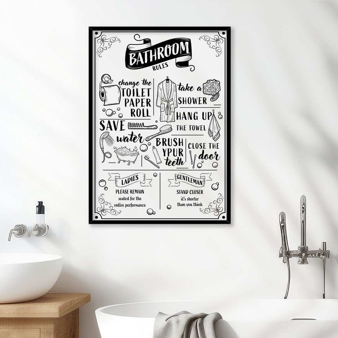 Bathroom Rules Poster Household Etiquette Poster Home Harmony Poster ...