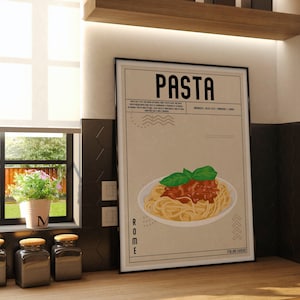 Pasta Poster World Cuisine Poster Collection Kitchen Poster Restaurant ...