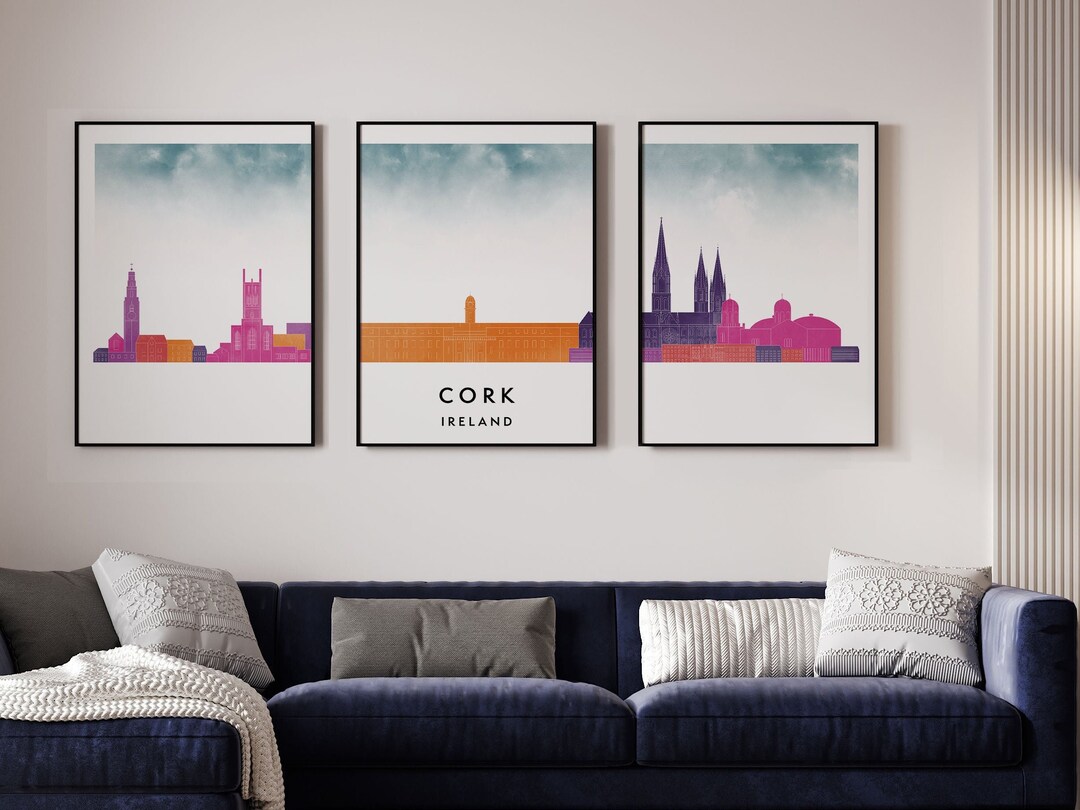Cork Triptych, Cork Skyline, Cork Posters, Different Colours Available ...