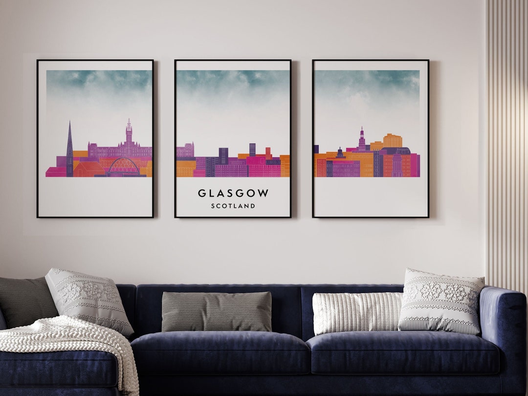 Glasgow Triptych, Glasgow Skyline, Glasgow Posters, Different Colours ...