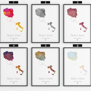 Personalised Map Poster, Love Map, Two Countries Map, Customisable Map ...
