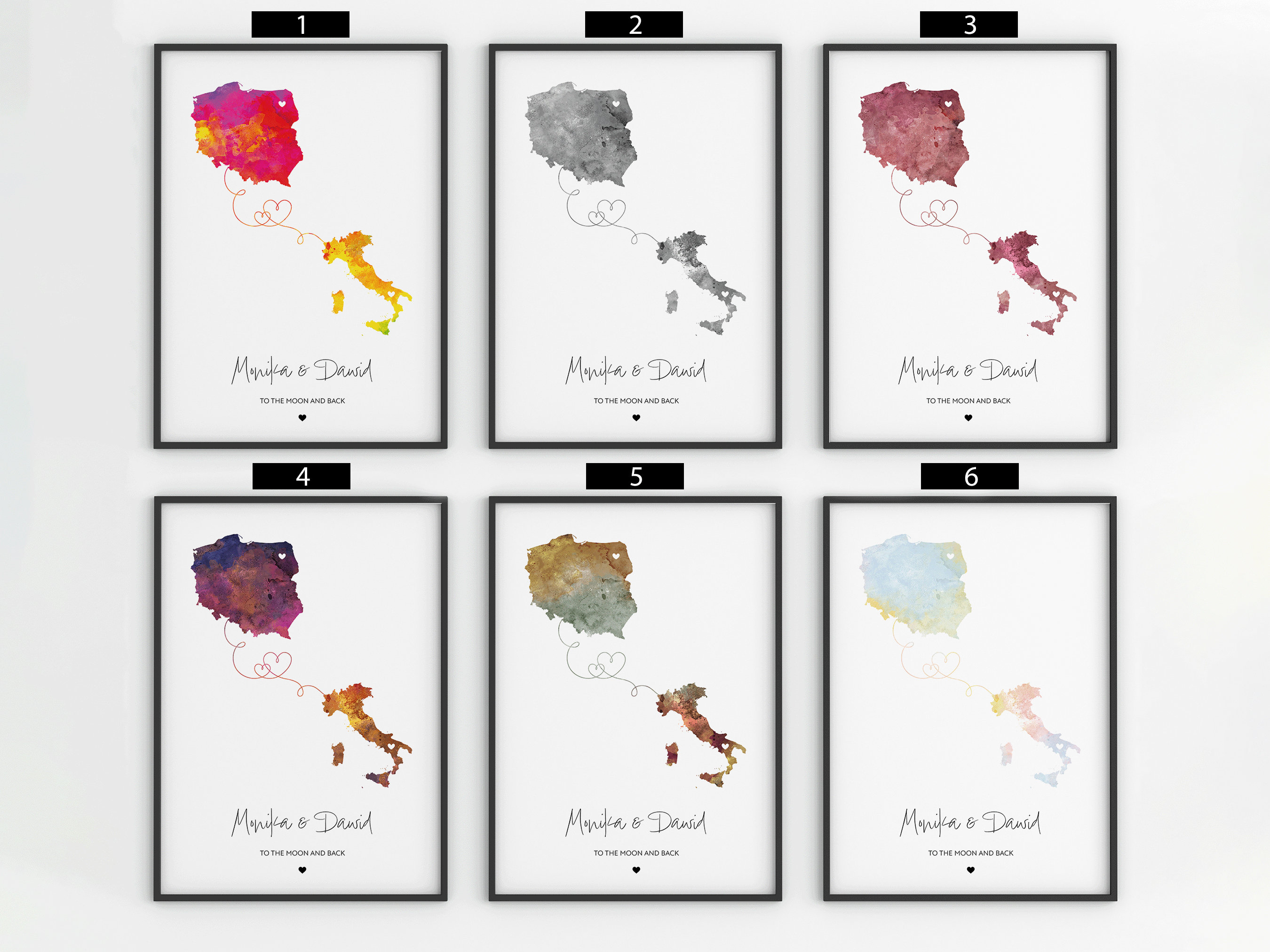 Personalised Map Poster, Love Map, Two Countries Map, Customisable Map Art, Family Gift Art ...