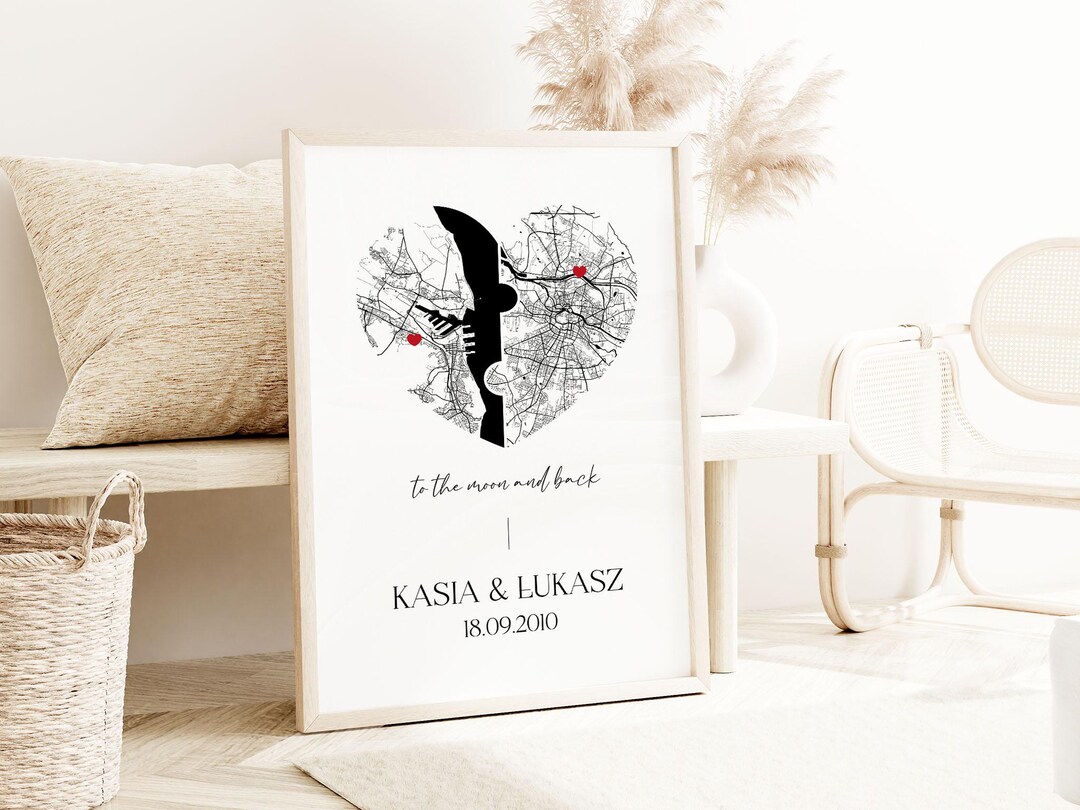 Personalised Map Poster, Love Map, Two Cities Map, Customisable Map Art, Family Gift Art, Custom ...