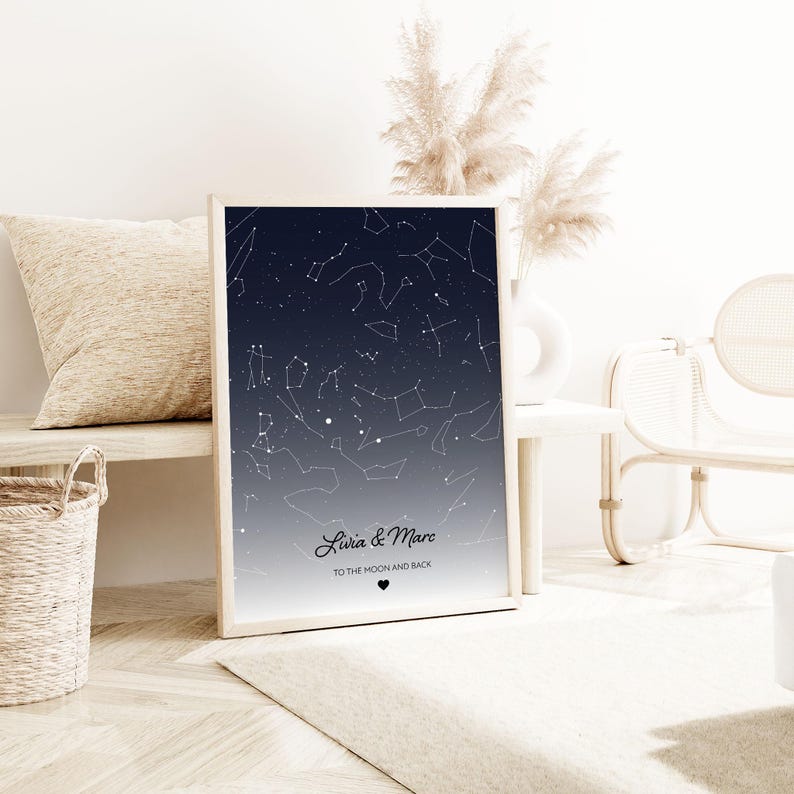 Custom Star Map, Constellation Map, Night Sky Map, Any Time ...
