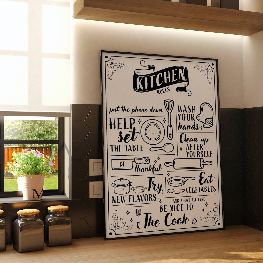 Kitchen Rules Poster Household Etiquette - Etsy