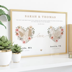 Personalised Map Poster, Love Map, Two Countries Map, Customisable Map ...