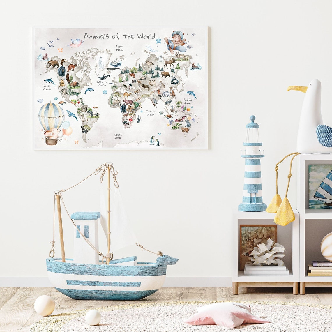 Animals World Map Poster for Kids Nursery Poster Animals Poster - Etsy