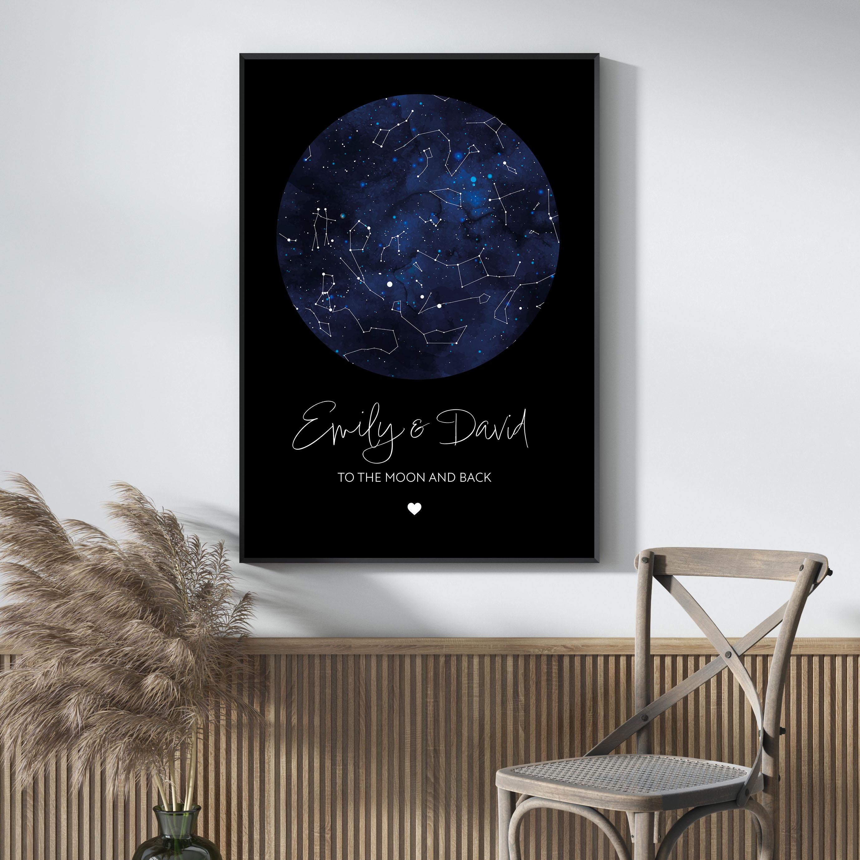 Custom Star Map, Constellation Map, Night Sky Map, Any Time ...