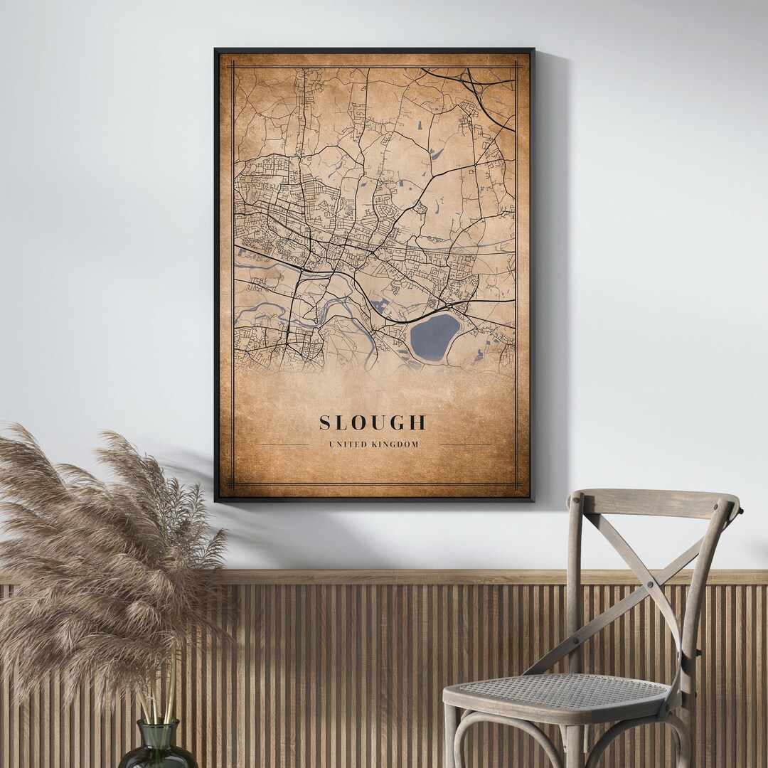 Slough, UK Vintage Style Map Poster - Etsy