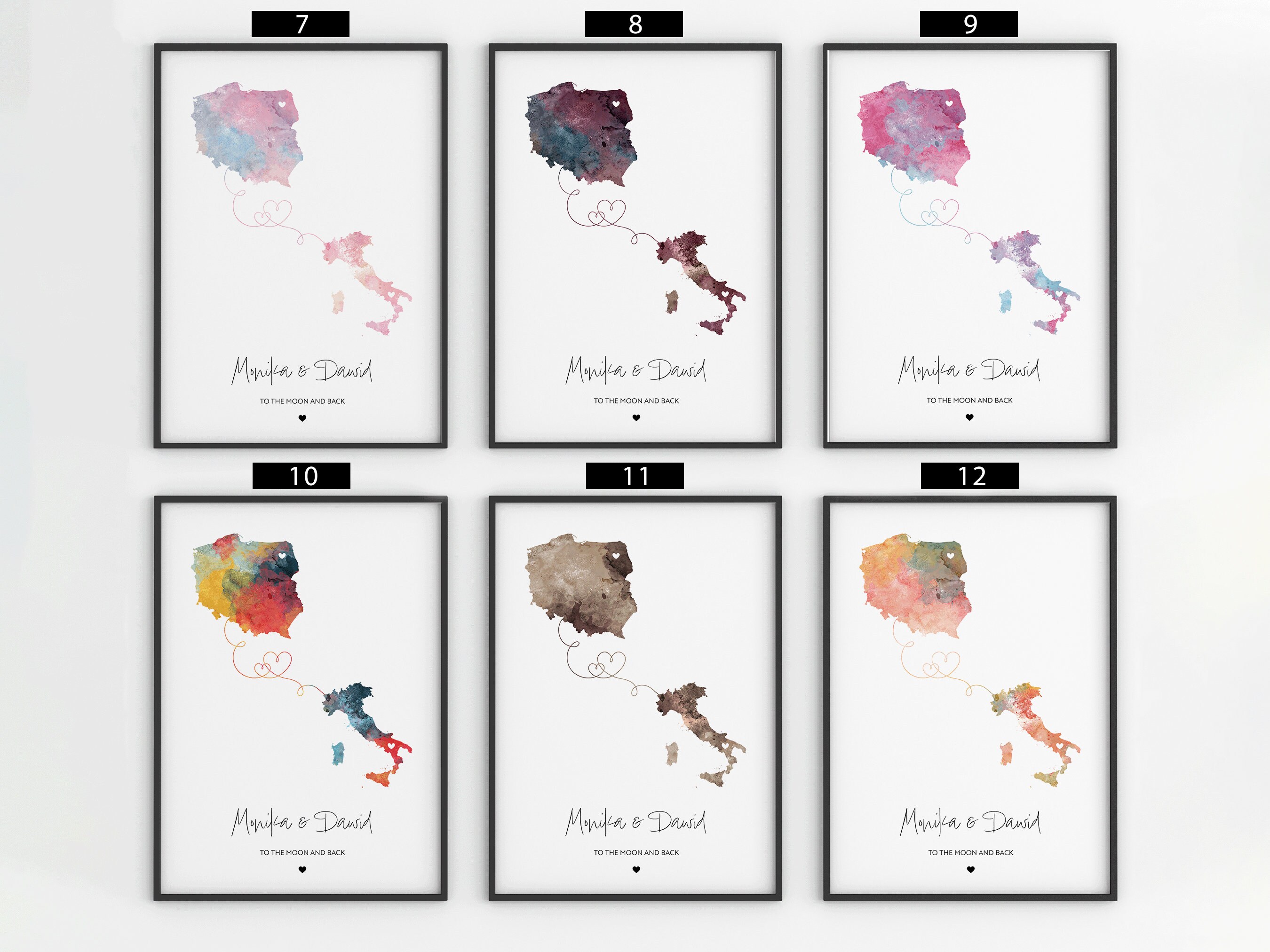 Personalised Map Poster, Love Map, Two Countries Map, Customisable Map ...