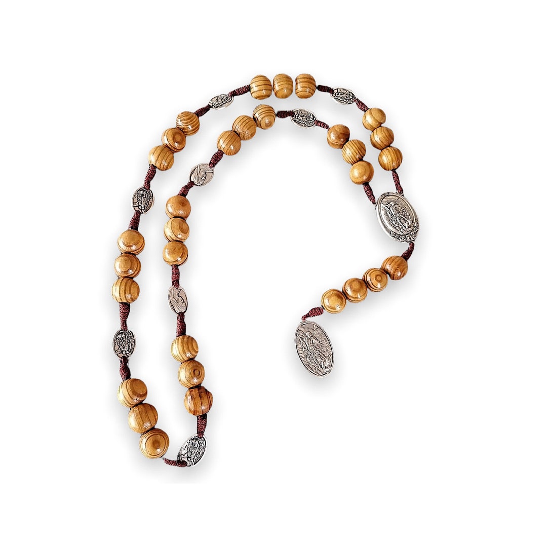 Handcraftet St Michael Olive Wood Rosary, Prayer Beads, Handmade Rosary, Catholic Devotions, St ...