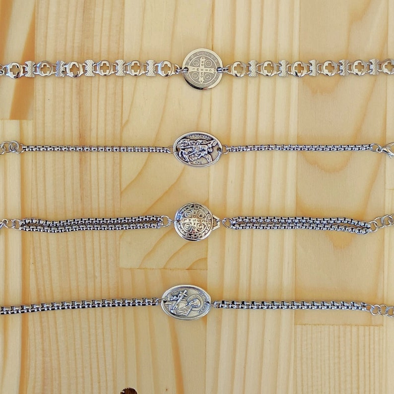 Catholic Saints Chain Bracelet Religious Bracelet Men Womens - Etsy