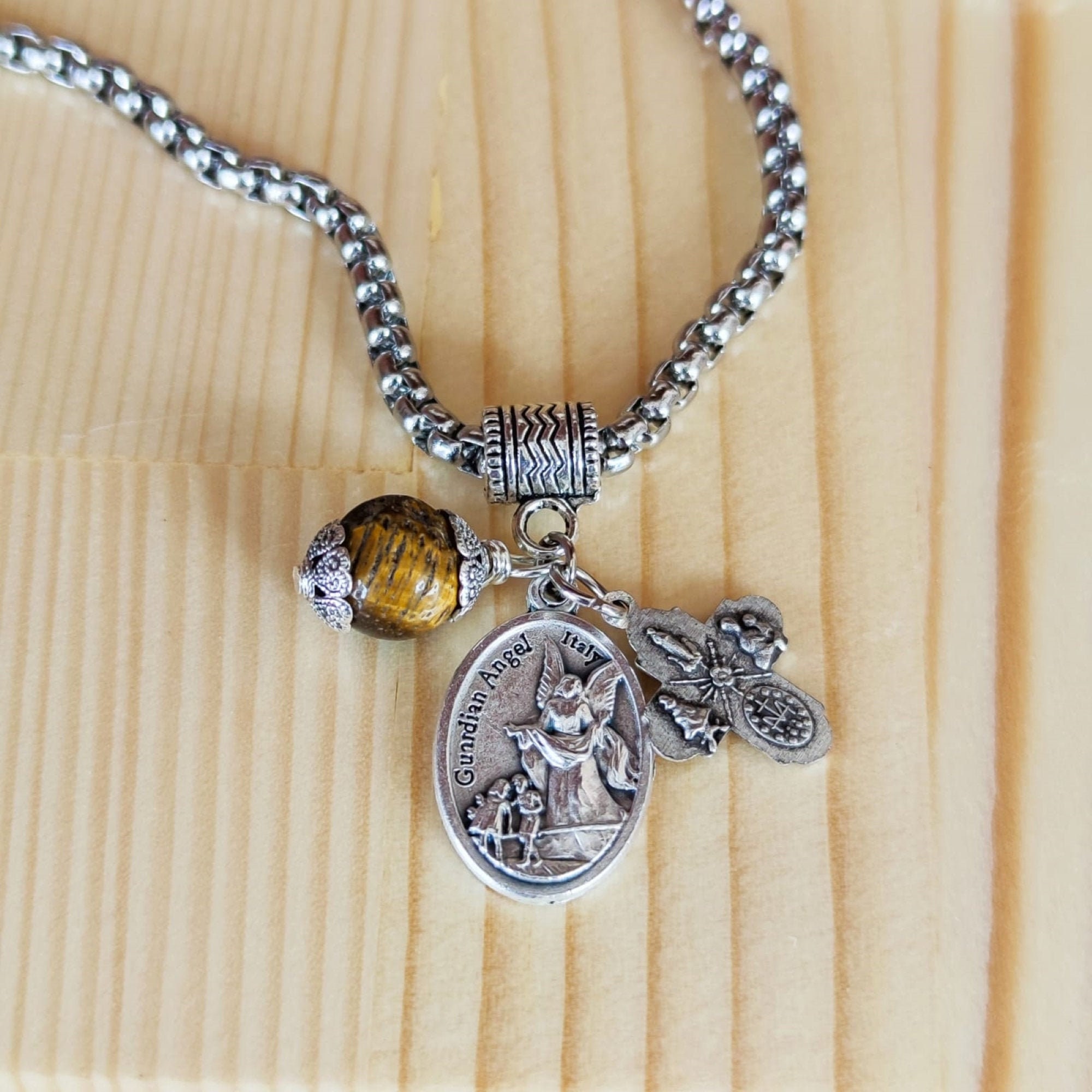 Catholic Saints Necklace Swarovski Pearl 4 Way Cross | Etsy