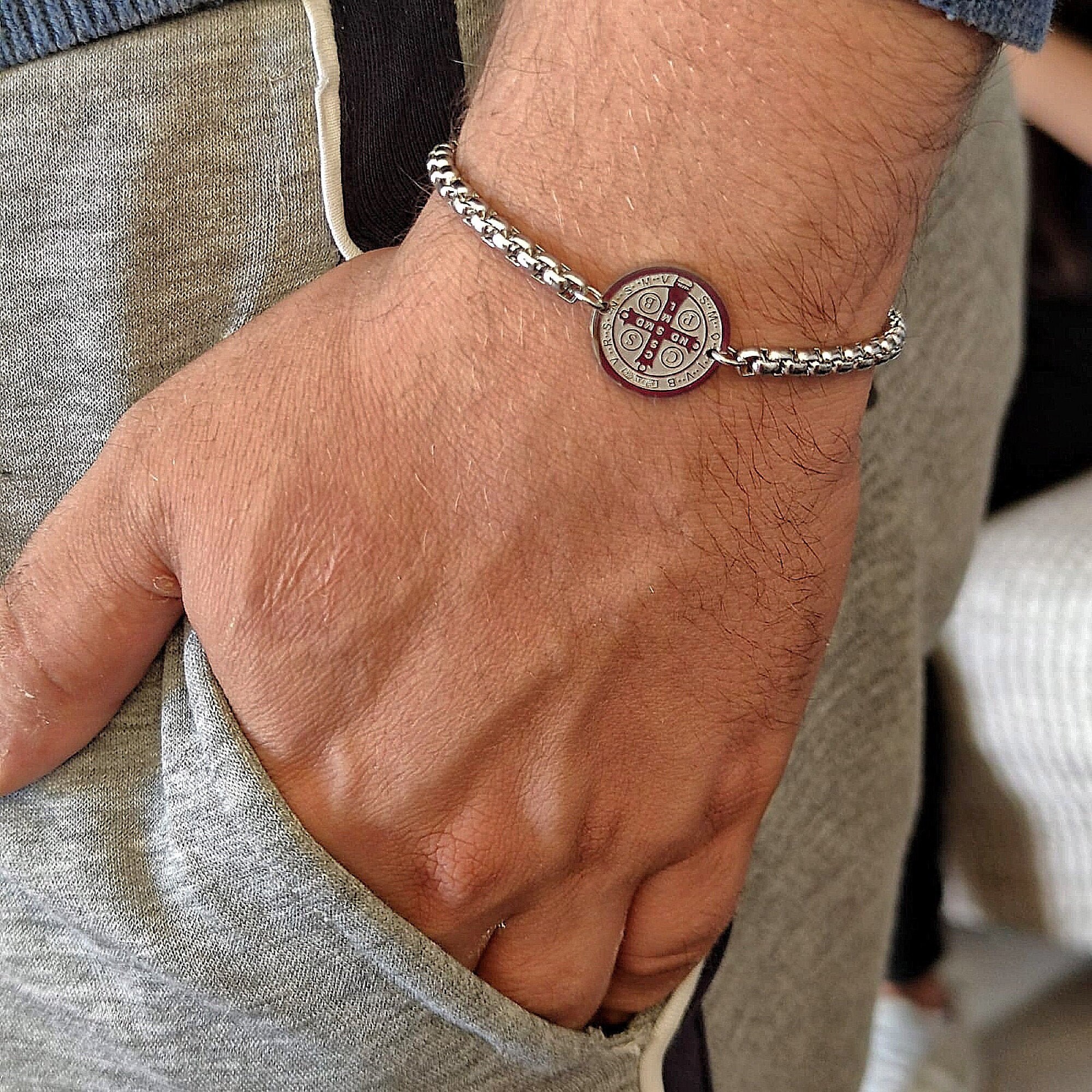 St Benedict Chain Bracelet Catholic Man Bracelet Catholic | Etsy