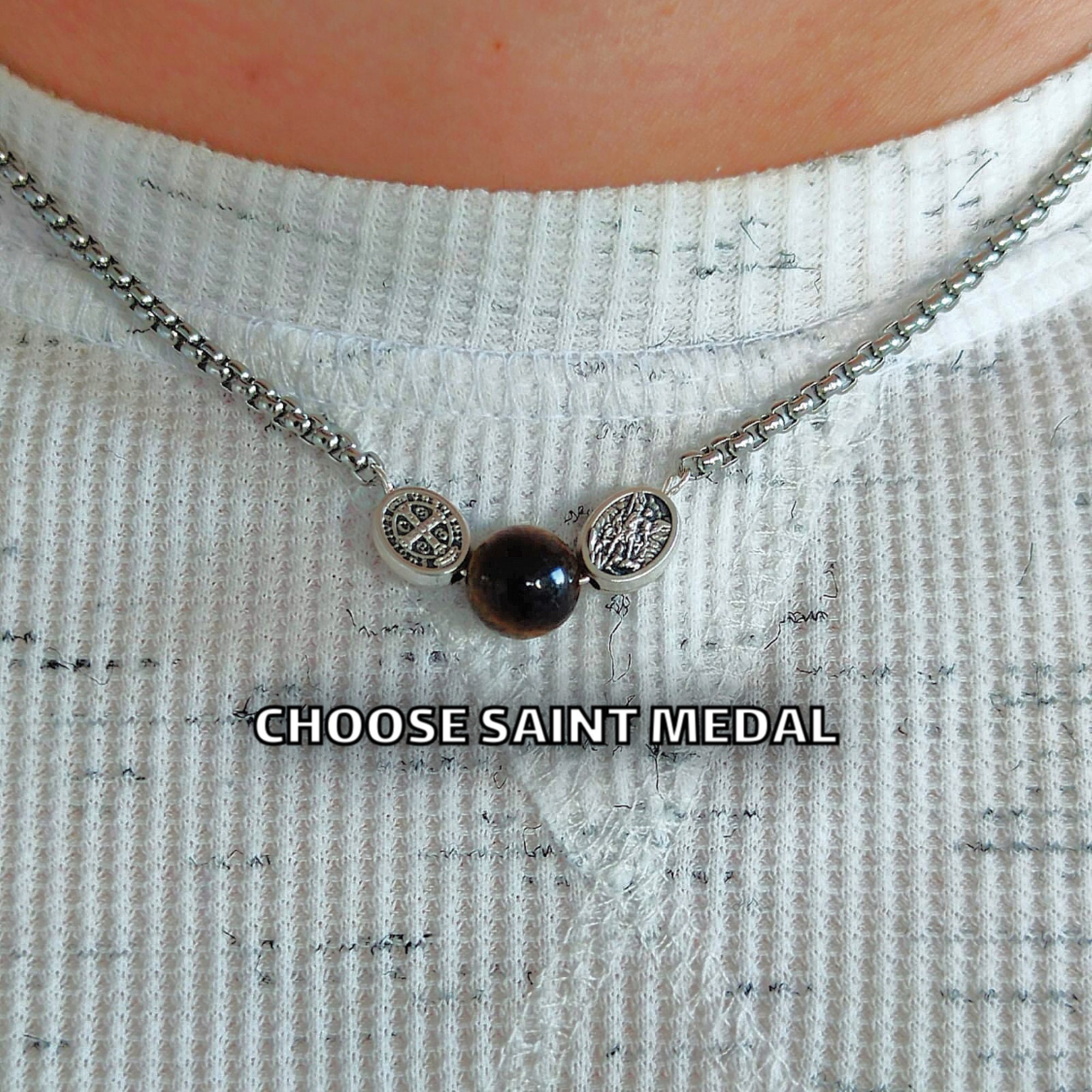 Catholic Saint Necklace Choose Your Saint Pendant Swarovski - Etsy