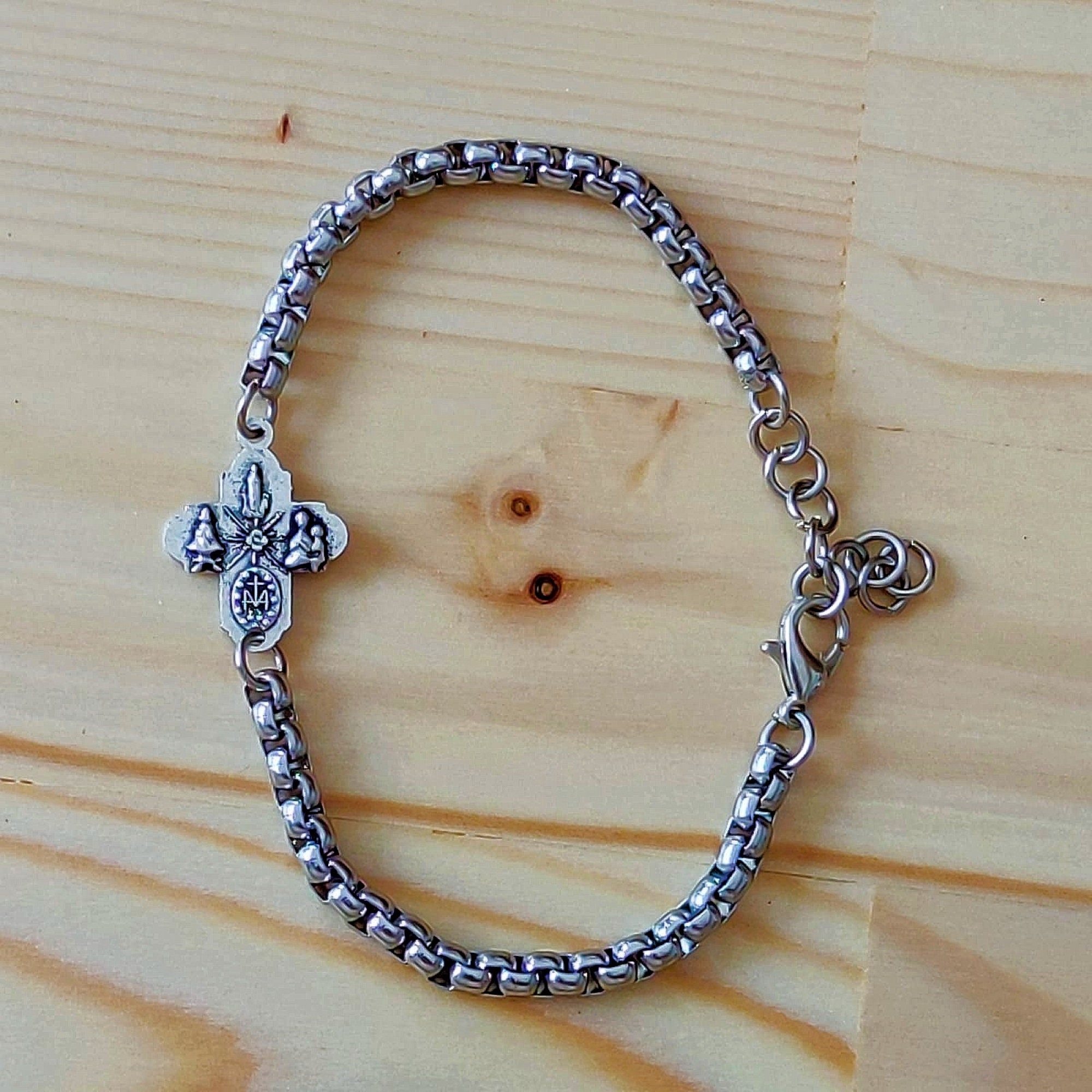 Cross Chain Bracelet 4 Way Cross Medal Catholic Bracelet | Etsy