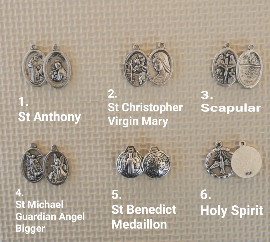Catholic Medals, 1,5,10 PIECES, CHOOSE SAINT, Add On-charm for Bracelet ...