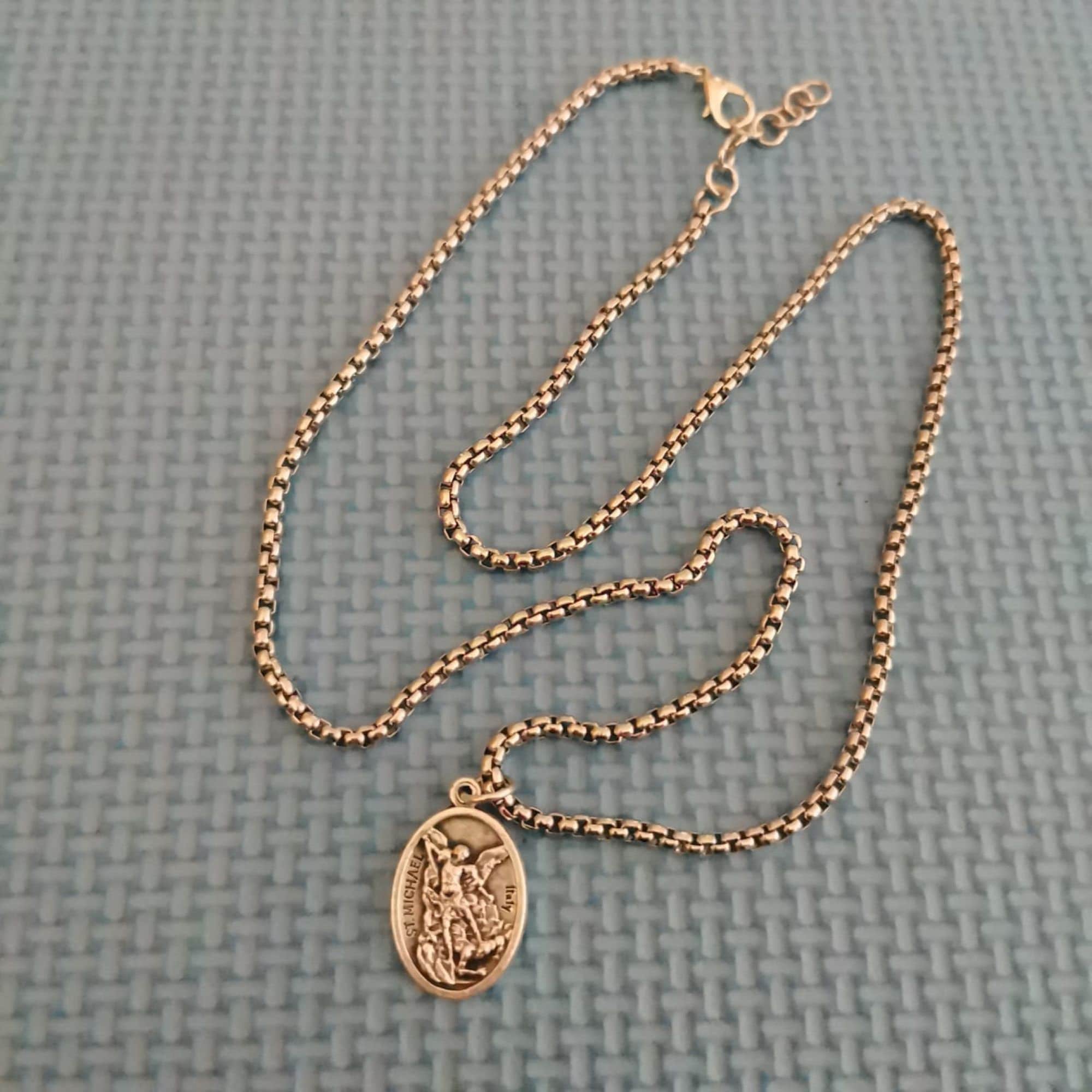 St Michael Religious Chain Medal Necklace CHOOSE YOUR SAINT - Etsy