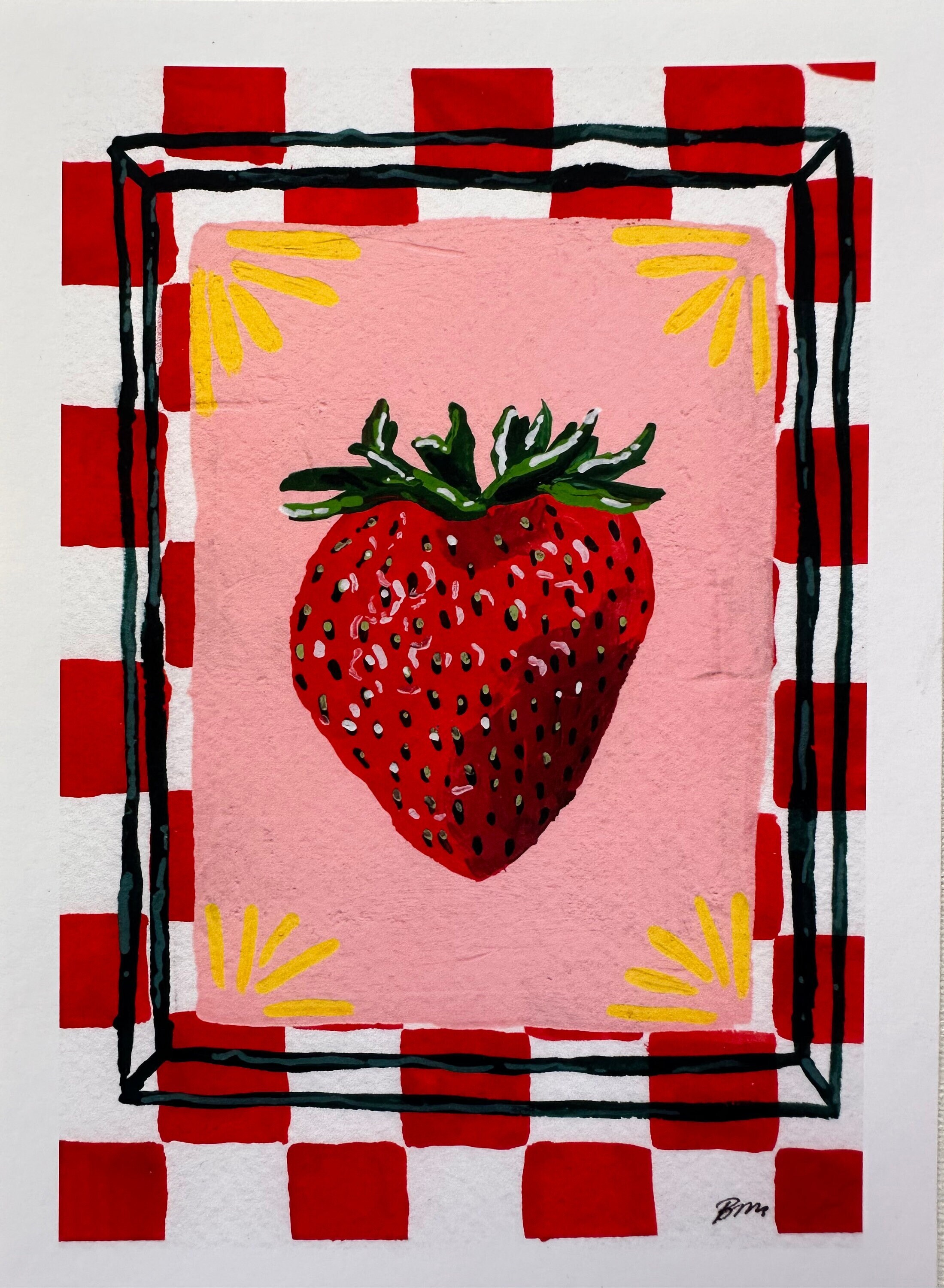 Checkered Strawberry Print - Etsy