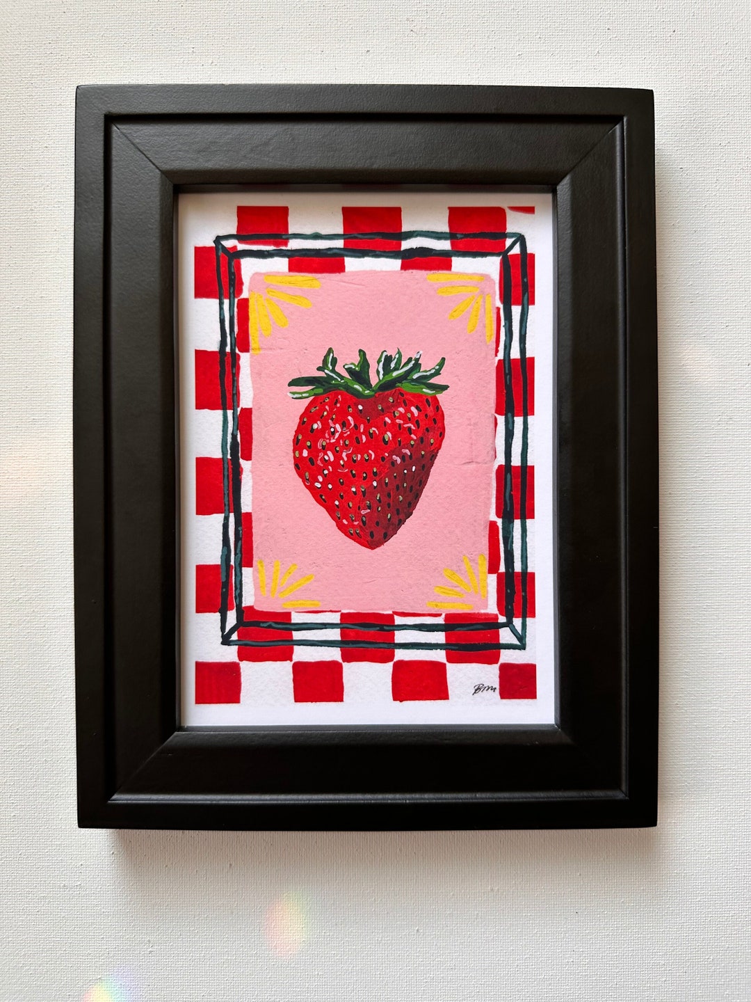Checkered Strawberry Print - Etsy