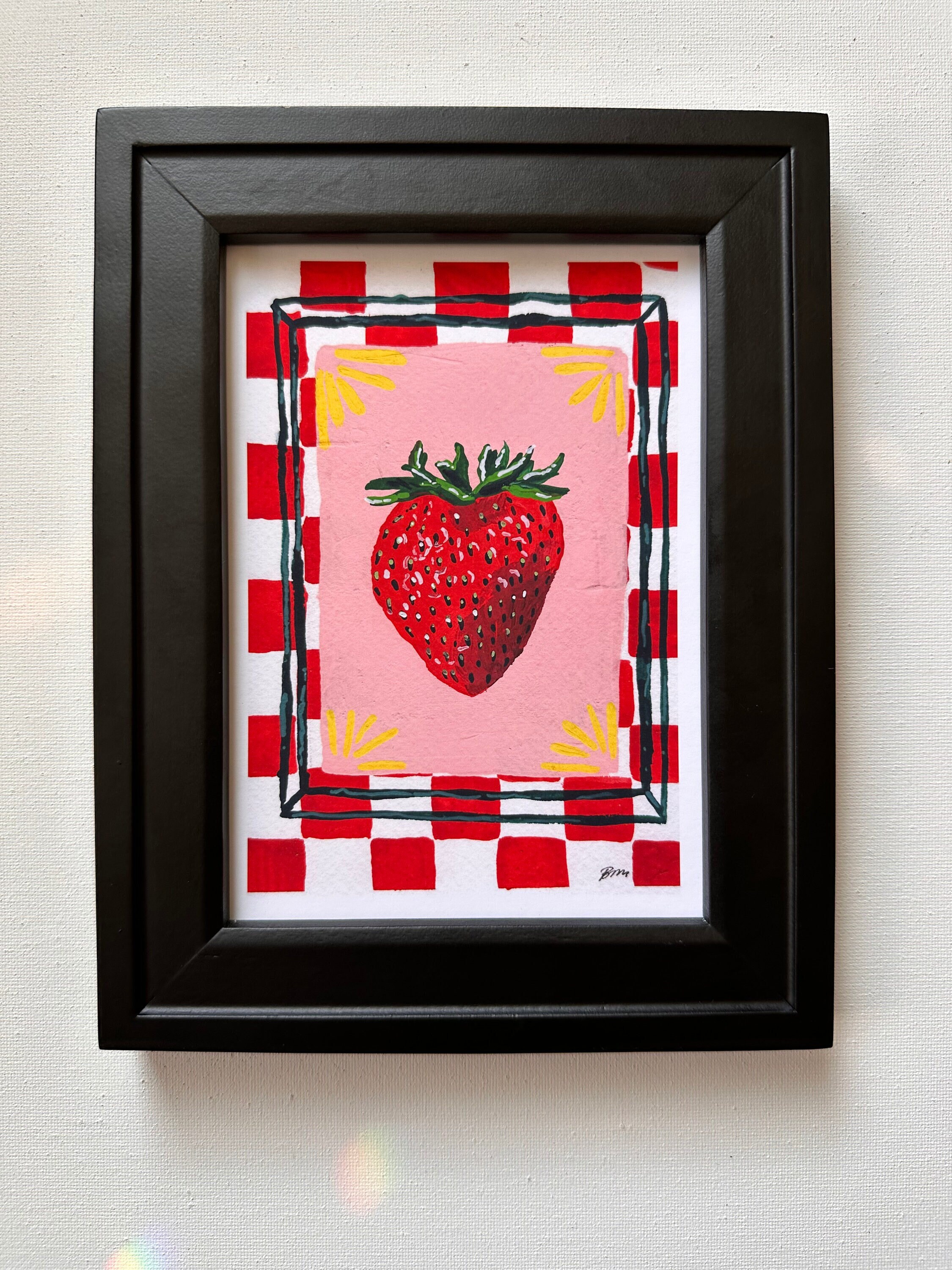 Checkered Strawberry Print - Etsy
