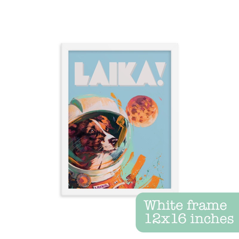 Laika Póster espacial Astronauta lunar Impresión enmarcada de arte de ...