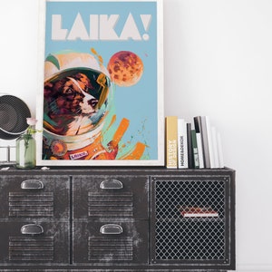 Laika • Space Poster • Lunar Astronaut • Framed Sci Fi Fine Wall Art ...