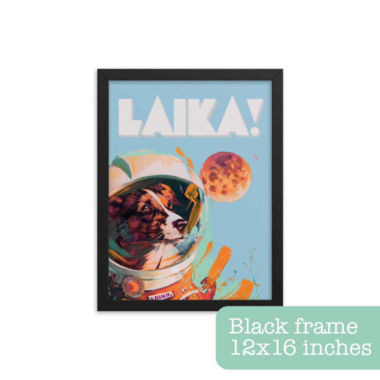 Laika Space Poster Lunar Astronaut Framed Sci Fi Fine Wall Art Print of ...