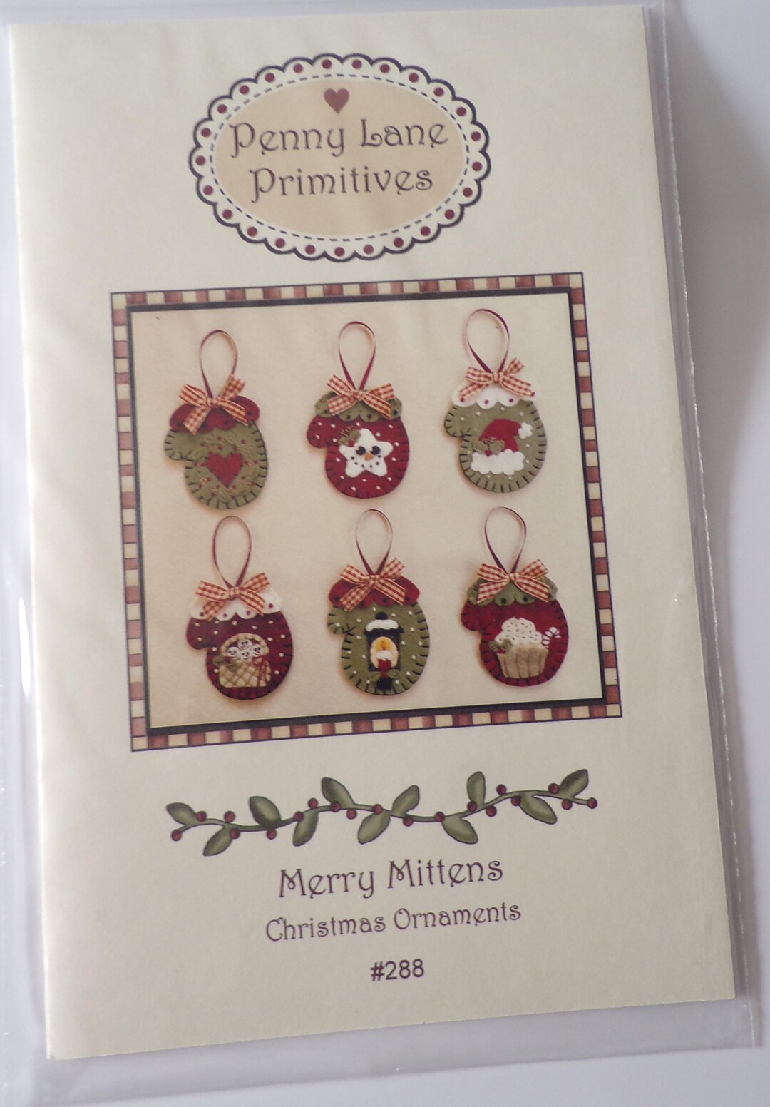 Penny Lane Primitives Merry Mittens Wool Applique Pattern - Etsy