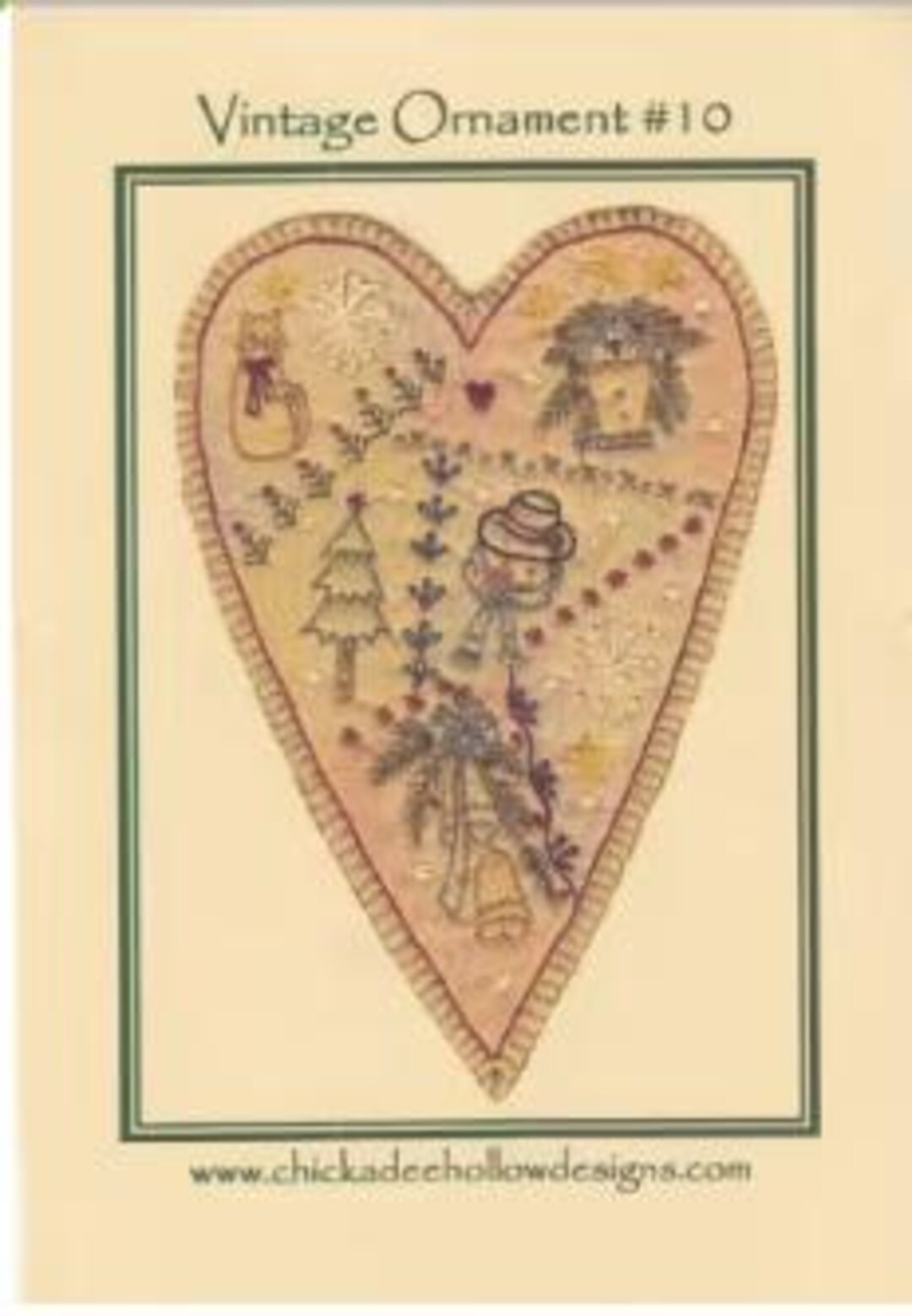 Vintage Christmas Ornament Prim Heart #10 CDHV010 Pre-printed Hand ...