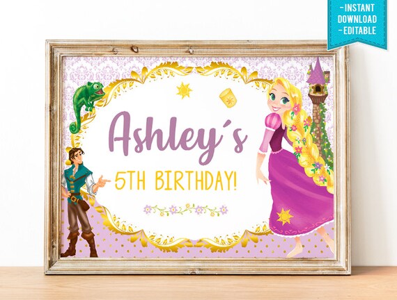 Tangled Welcome Sign Princess Party Tangled Bundle Rapunzel | Etsy