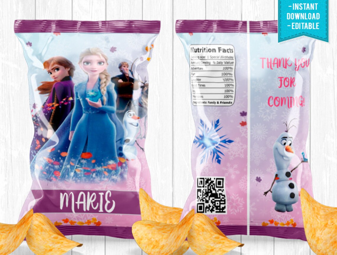Frozen 2 Chip Bag Frozen Potato Chips Frozen Party Frozen - Etsy