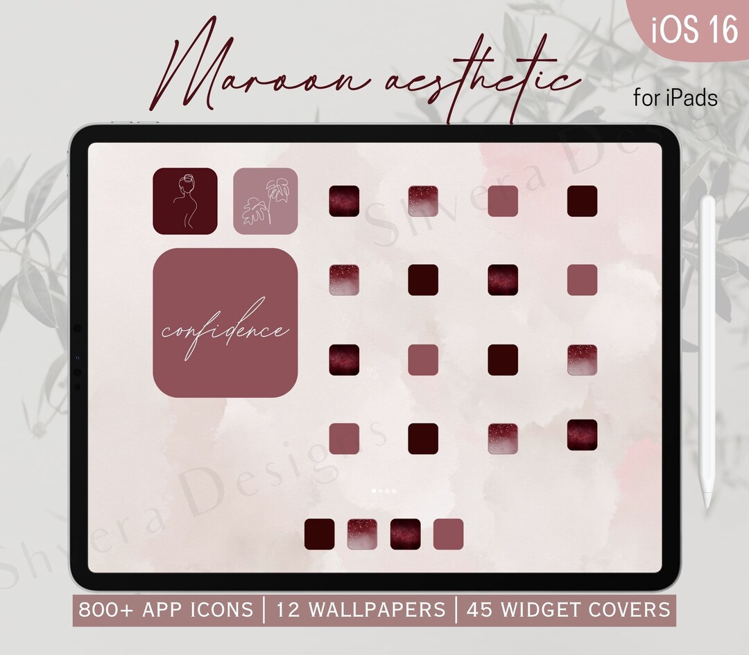 1000 Maroon APP ICON PACK for Ipad Homescreen Customization - Etsy