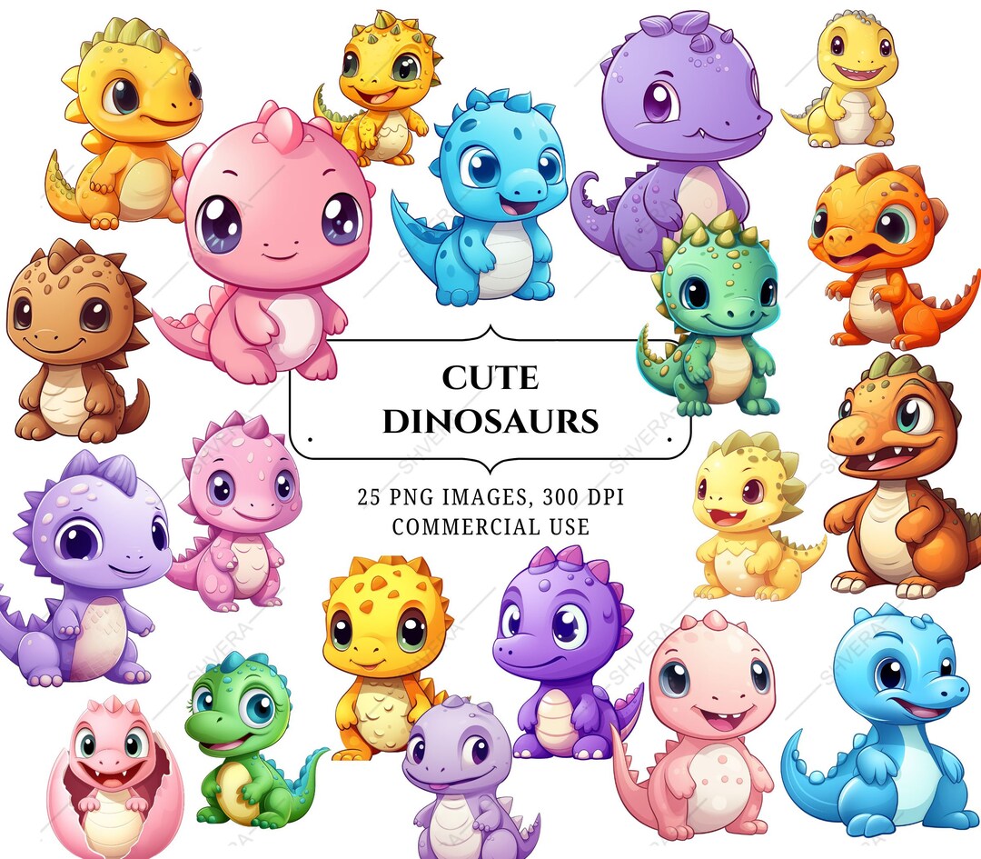 Cute and Colorful Dinosaurs Clipart, Adorable Dinosaurs Png, High ...